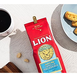 Lion Coffee, Vanilla Macadamia Flavor Light Roast - Ground Coffee, 24 Ounce Bag