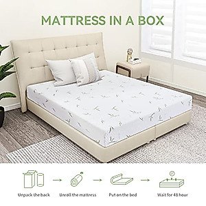 Opoiar Queen Size Mattress 8 Inch, Medium Firm Mattress in a Box,Gel Green Tea Memory Foam Mattress with Breathable Bamboo Cover,Cool Sleep&Pressure Relief,CertiPUR-US Certified,Made in USA