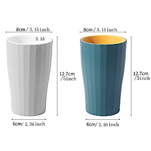 Awhale Mouthwash Toothbrush Cup, Bathroom Tumbler Cup, Unbreakable Bathroom Wash Cup, Soft and Easy Grip, Large Capacity 360ML (Blue and Grey)