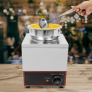 Electric Soup Warmer, 4.2Qt Commercial Food Warmer, Stainless Steel Countertop Soup Pot 86-230°F Adjustable Temp, Bain Marie Warmer for Restaurant, Buffet, Catering