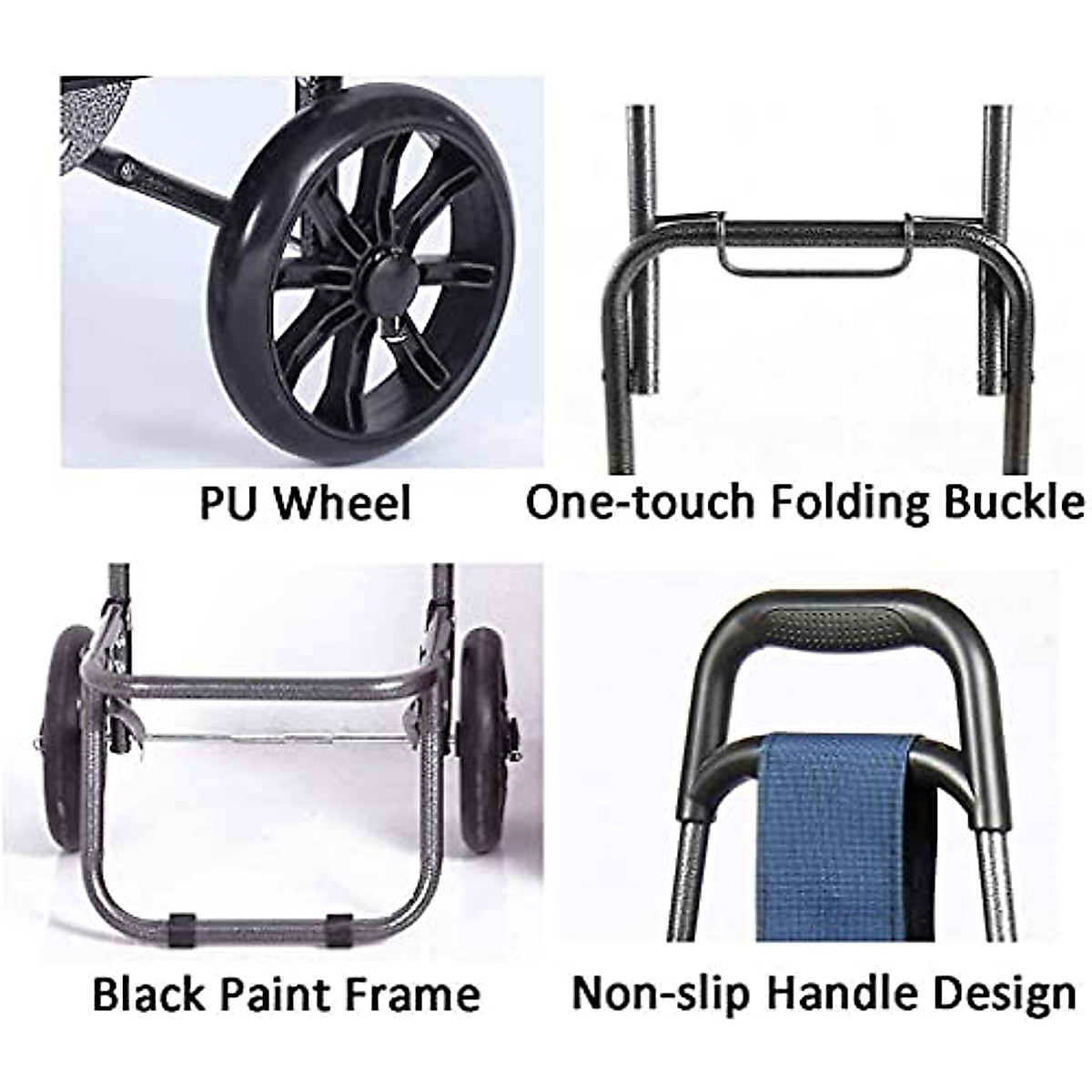 Shopping Trolley on Wheels Multi Function Shopping Cart Fashion Aluminum Folding Portable Trolley More Durable Double Side Pocket Space Storage Hand Trucks,Blue,Crystal Wheel ,Sh