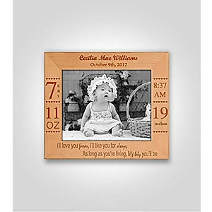 Personalized Baby Picture Frame | Custom Engraved & Adler Wood Frame Horizontal | Wall Picture Frame Customizable (Horizontal) |Engraved Custom Picture Frame (5"x7",4”x6”) | Perfect for Baby Gifts