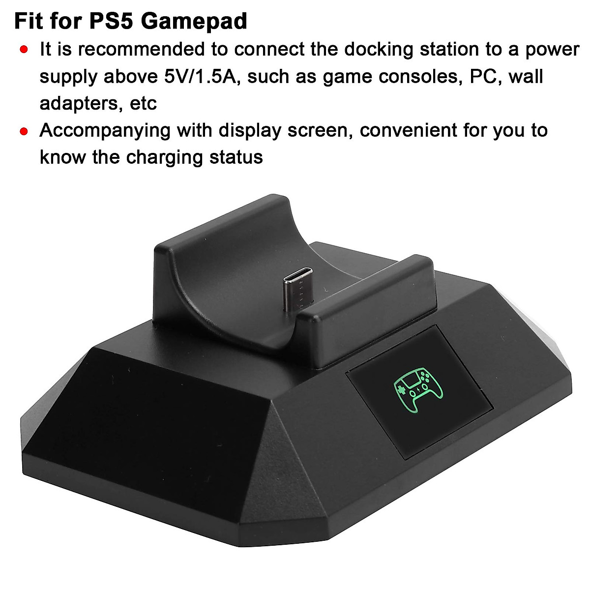 Controller Single Charging Stand for PS5, Charger Charging Docking Station with Display for PS5 Gamepad