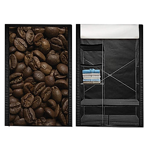 Ambesonne Coffee Portable Fabric Wardrobe, Flavored Roasted Beans Ready for Brew Fresh Drink of Mocha for Robust Breakfast Print, Clothing Organizer and Storage Closet with Shelves, 42.5", Brown