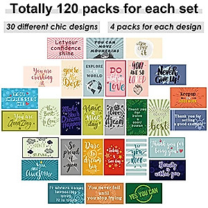 Outus 120 Pcs Motivational Encouragement Quote Cards Inspirational Kindness Appreciation Gratitude Business Cards Encouragement Mini Note Cards for Student Kids Teachers, 30 Styles (Bright Style)