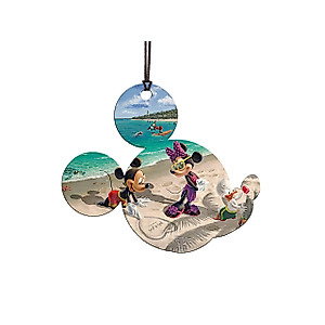 Disney – Mickey and Minnie Mouse in Florida – Passport to Adventure – Thomas Kinkade Studios - 4” x 3.5” Mickey Ears Shaped Hanging Acrylic Print Accessory – Officially Licensed Collectible