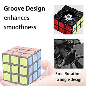 YOCTYISE 3D Cube:Best 3x3 Puzzle Magic Toy;Super-Durable,Smooth Vivid Colors,Turns Quicker Than Original Speed Cubing (Black)