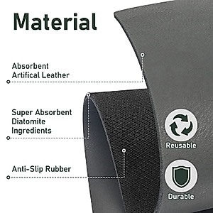 LOPNUR Faucet Mat for Kitchen Sink, 24 Inch Long Kitchen Sink Splash Guard Behind Faucet, Cuttable Kitchen Faucet Mat for Bathroom Sink Faucet Mat Splash Guard with Absorbent Diatomite, Grey