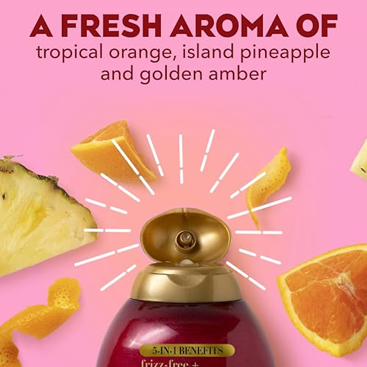 OGX Frizz-Free + Keratin Smoothing Oil Conditioner, 5 in 1, for Frizzy Hair, Shiny Hair, RED, 385 ml