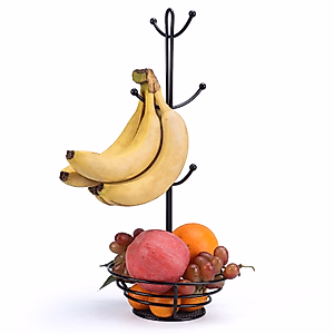 Black Metal Coffee Mug Holder for Countertop, Mugs Tree for 6 Cups with Coffee Pod Holder Storage Basket