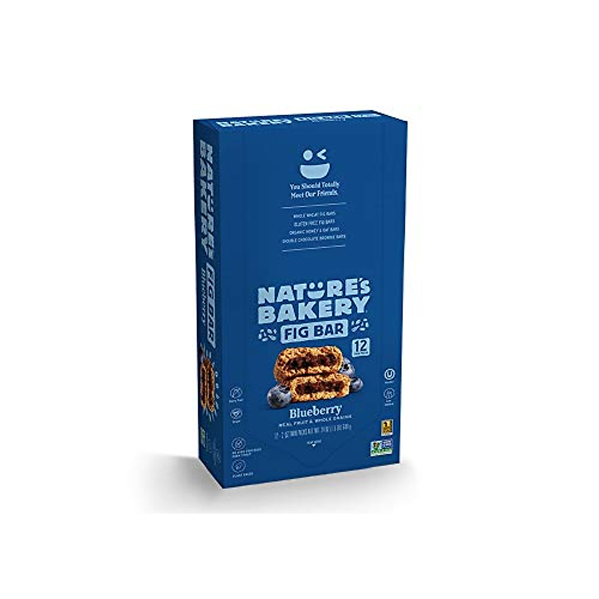 Nature’s Bakery Whole Wheat Fig Bars, Blueberry, Real Fruit, Vegan, Non-GMO, Snack bar, Twin packs- 12 count