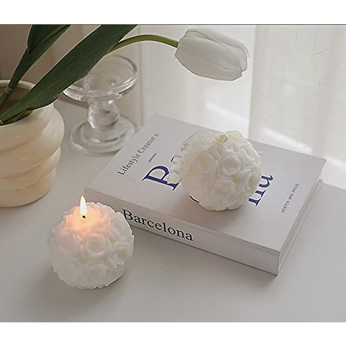 Aroma Candle,140G Hydrangea Onion Flower Shaped Soy Wax Scented Candle for Table Photo Prop Birthday Gift,Prefect for Meditation Stress Relief Mood Boosting Bath Yoga