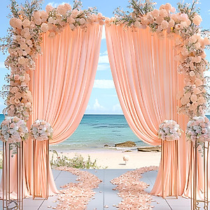 10x10 Peach Backdrop Curtain for Parties Baby Shower Wrinkle Free Peach Photo Curtains Backdrop Drapes Fabric Decoration for Wedding Birthday Party 5ft x 10ft,2 Panels