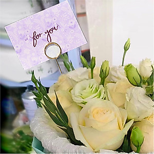 YUXIANG 20Pcs Floral Card Holder Picks, 12 Inch Gold Round Flower Picture Holders, Metal Wire Flower Picks Clip for Wedding Party Birthday ​Cake