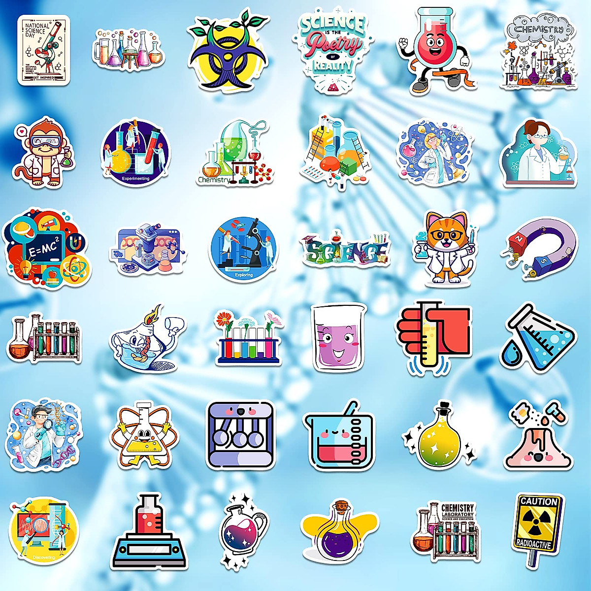 300 PCS Science Stickers, Teacher Stickers for Kids, Physics Math Experiment Waterproof Stickers for Water Bottles Laptop Skateboard Notebook