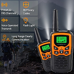 Walkie Talkies for Adults, ANSIOVON Long Range Walkie Talkies, Portable Radios Walky Talky with 22 Channels LCD Display, Handheld Walkie Talkie for Outdoor(4 Pack)