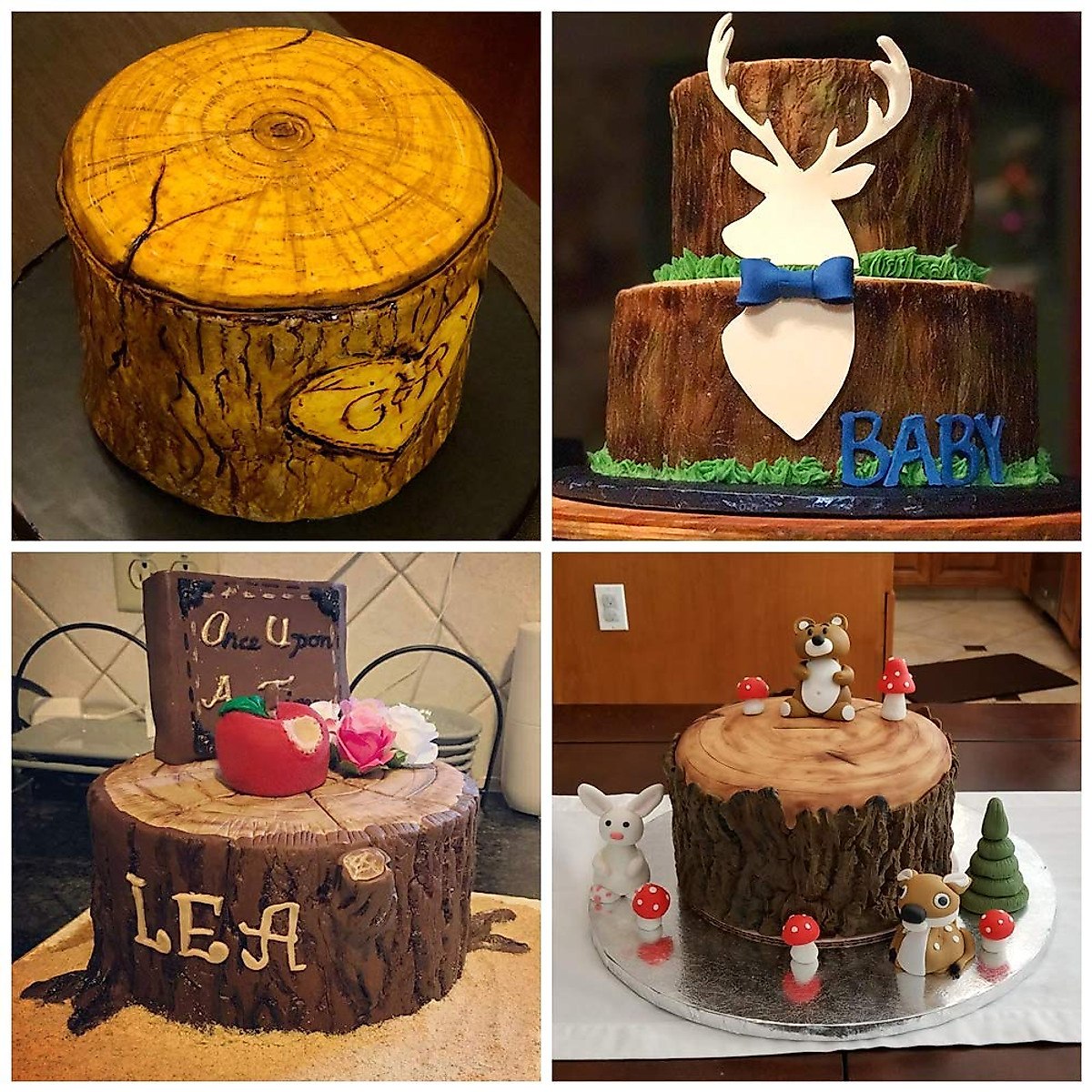 Set of 2 Tree Bark Cake Fondant Mold Tree Stump Fondant Impression Texture Mat Wedding Lumberjack Cake Border Decorating Tool Chocolate Gumpaste Pastry Cake Mold