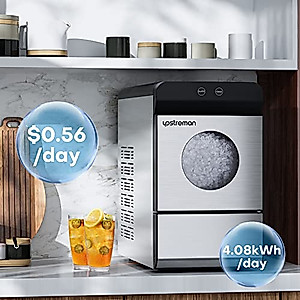 Upstreman X90 Pro Nugget Ice Maker - 33Lbs/Day, Self-Cleaning, 6 ICE Cubes in 15 Mins, 2 Water Refill, Countertop Under Cabinet for Home/Office/Bar