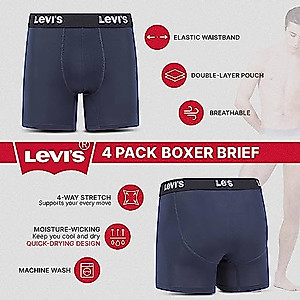 Levi's Mens Underwear 4 Pack Microfiber Boxer Briefs for Men Super Soft