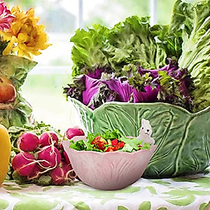 Yardwe Salad Serving Bowl 2pcs Ceramic Cabbage Shaped Bowls Easter Ceramic Rabbit Bowls Cartoon Food Bowls Dessert Bowls