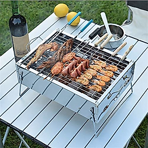 ATAAY Foldable BBQ Grill Portable Sturdy Stainless Steel Outdoor Camping Picnic Burner Charcoal Camping Barbecue Oven
