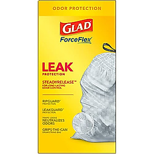GLAD ForceFlex Tall Drawstring Trash Bags, 13 Gallon Grey Trash Bags for Tall Kitchen Trash Can, Citrus & Zest with Febreze Freshness to Eliminate Odors, 40 Count - Packaging May Vary
