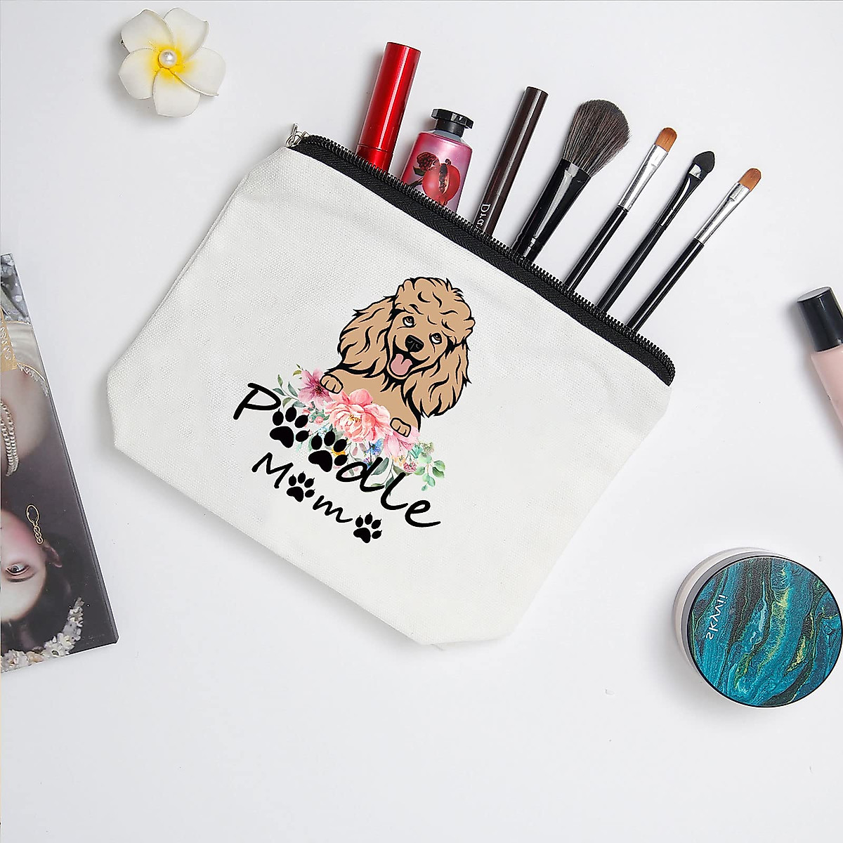 WZJHCL Poodle Mama Survival Kit Poodle Mom Makeup Bag Poodle Lover Owner Cosmetic Bag Mothers Day Gift For Poodle Mama Travel Storage Organizer Bag (Poodle mama)