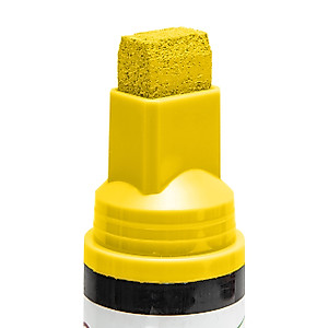 Glass Pen Liquid Paint Marker: Glass Writing Pens and Painting Markers with Washable, Erasable Ink - Windows, Mirrors, Signs, Crafts - 2 Pack, Yellow 15mm Wide and Black 15mm Wide Tip Pens