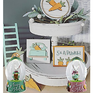 Aobaks S/2 Easter Bunny Snow Globe Decorations, Easter Rabbit Decor, Rabbit Decor, Easter Bunny Figurine, Spring Decoration, conejos de Pascua Home Decor