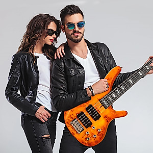 Electric Bass Guitar 5 Strings Full Size Bass Beginner Kit for Starter with Gig Bag, Guitar Strap, and Guitar Cable (yellow)