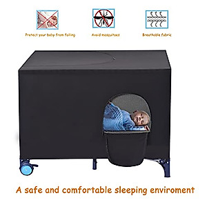 LYFFXYH Crib Tent Cover Pack and Play Blackout Cover Slumberpod for Pack n Play Blackout Crib Cover for Indoor Outdoor Napping Playing Sleeping Block Out 85% Light