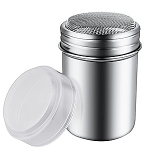 Stainless Steel Sugar Shaker Duster, Chocolate Shaker, Stainless Steel Powder Sugar Shaker Duster with Lid,Fine Mesh Cocoa Flour,Coffee Sifter with Lid,Cocoa,Chocolate,Coffee Sifter Sprinkler Dredgers