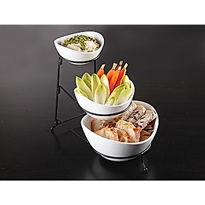 Gibson Elite Gracious Dining Dinnerware, 3-Tier Oval Bowl, White