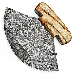ULU-3007 Handmade Damascus Steel Ulu Knife Stabilized Handle With Sheath