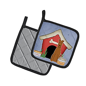 Caroline's Treasures BB2816PTHD Dog House Collection Irish Terrier Pair of Pot Holders Kitchen Heat Resistant Pot Holders Sets Oven Hot Pads for Cooking Baking BBQ, 7 1/2 x 7 1/2