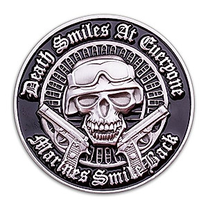 Marine Corps Death Smiles Challenge Coin - USMC challenge coin - Designed for Marines BY Marines - Officially Licensed Military Coin