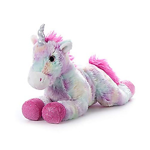 The Petting Zoo, Unicorn Stuffed Animal Plush Toy, Unicorn Gifts for Girls, Pastel Tie Dye Rainbow Unicorn with Silver Sparkly Horn, 14 inches