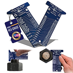 HexSizer Heavy Hex Gauge – Pocket Tool for Measuring Nut & Bolt Sizes | Inch & Metric | High Temp Laser Engraved | Nut & Bolt Sizer from 1-1/16" to 4-5/8" or 32mm to 120mm
