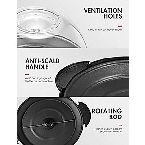 Popcorn Machine, 6-Quart Popcorn Popper maker, Nonstick Plate, Electric Stirring with Quick-Heat Technology, Cool Touch Handles (Black)