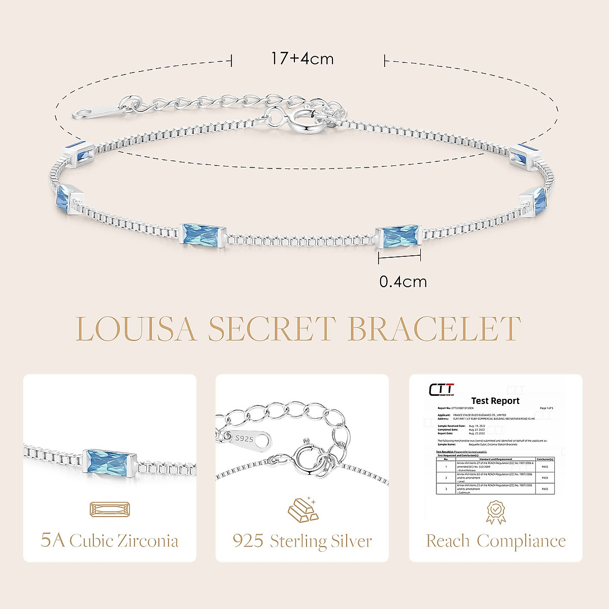 LOUISA SECRET Birthstone Bracelets for Women, 925 Sterling Silver Dainty Simple Women Charm Link Bracelet, Birthday Anniversary Jewelry Gifts for Women Wife Mom Her