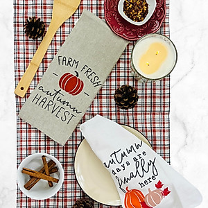 Serafina Home Farmhouse Kitchen Dish Towels: Autumn Days are Finally Here, Enjoy! Pumpkin Theme (Design 4)