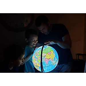 Goplus Desktop World Globe, Educational Geographic World Globe with LED Lights for Students Adults, 720° Rotation Decorative Globe, Easy to Read Labels Over 4000 Locations for Classroom, Office