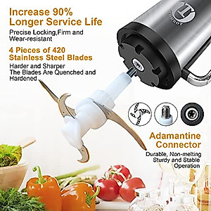 Meat Grinder Food Processor Chopper Electric Small with Safety Handle, TOMBOT 8-Cup Mini Blender for Meat Vegetables Fruits Nuts Puree with 4 Sharp Blades, 1.8L Stainless Steel Bowl,2 Speeds,300W,120V