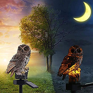 Owl Solar LED Light Garden Solar Light Outdoor Decoration Resin Pile Garden Lawn Path Yard Decoration (Brown)