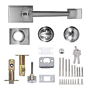 MAXECURITY Front Door Handle Single Cylinder Handleset (for Entrance and Front Door with Deadbolt Lock Set and Knob Reversible for Right & Left Doors Heavy Duty - Satin Nickel Finished