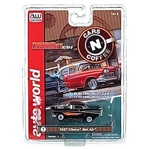 Auto World Thunderjet 1957 Chevrolet Bel Air Street Rod w/Blower (Black) HO Scale Slot Car