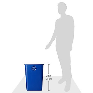 United Solutions EcoSense WB0069 Blue Plastic 41 Quart Recycling Indoor Wastebastket-10.25 Gallon EcoSense Blue Recycling Trash/Refuse Can in Blue