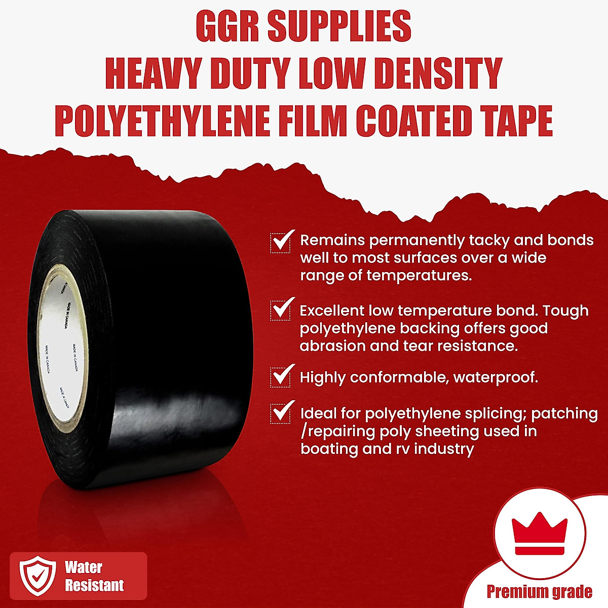 GGR Supplies T.R.U. LDPE Heavy-Duty Greenhouse Polyethylene Repair Weatherseal Film Tape. Long Term UV Exposure Ideal for Sealing and Seaming. (Clear, 2" X 36 Yards)