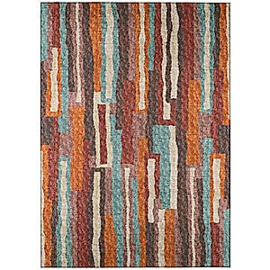 Addison Bravado Abstract Striped Paprika Power Loomed 10' x 14' Area Rug