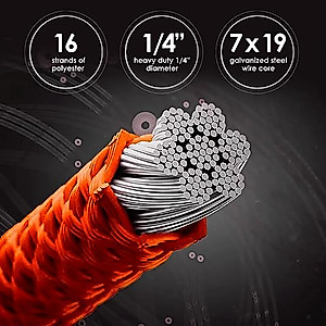 SEAAN Steel Wire Core Flipline Kit 1/2'' x 10FT Flipline for Tree Climbing Lanyard - Adjustable Lanyard, Better Grab, Low Stretch, Cut Resistant